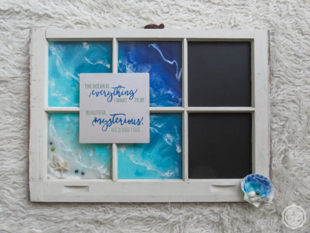 DIY Ocean Wave Chalkboard on an Antique Window - Happily Ever After, Etc.