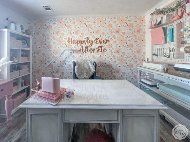 Blush and Rose Gold Craft Room Tour - Happily Ever After, Etc.